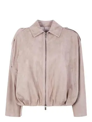 SALVATORE SANTORO Suede Bomber Jacket - Beige