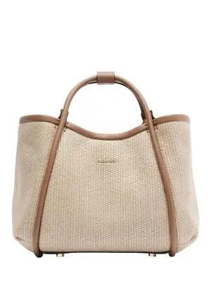 Max Mara Small Leather-trimmed Top-handle Bag - Beige