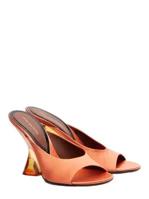 Dries Van Noten Satin Wedge Mules - Orange