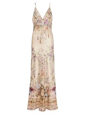 Camilla CAMILLA Embellished Floral Silk Slip Dress Multicoloured