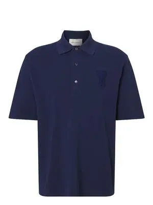 Ami Cotton Piqué Polo Shirt - Blue