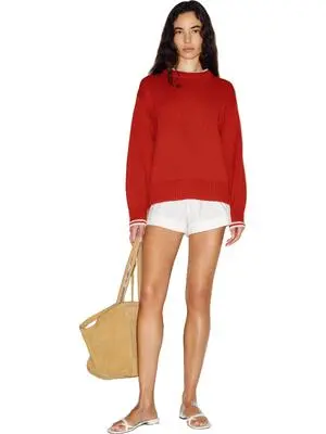 REFORMATION Cove Cotton Oversized Crew Sweater - Red