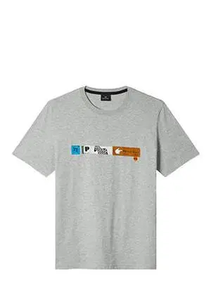 Paul Smith Marl 'tickets' Print T-shirt - Grey
