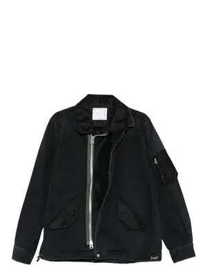 Sacai Denim And Nylon Jacket - Black
