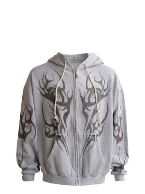 HELLSTAR Tribal Flame Zip Up - Grey