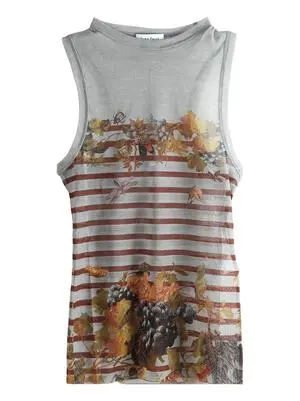 Jean Paul Gaultier Printed Marinière Grape Mesh Tank Top - Blue