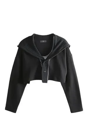 Y’s O Button Open S Hoodie Topcoat - Black
