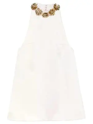 Retrofete Giacinta Flower-Embellished Mini Dress White