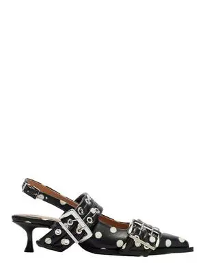 GANNI Polka-Dot Buckle Pumps Black