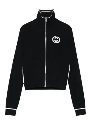 Gucci Logo-intarsia Zip Cardigan - Black