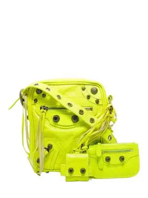 Balenciaga Le Cagole Studded Leather Shoulder Bag - Yellow