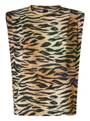 Pinko Tiger-print Sleeveless Vest - Brown