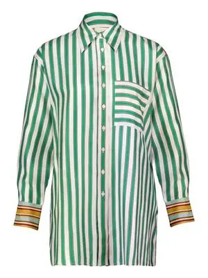 PAULA Striped Button-up Shirt - Green