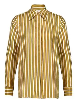 PAULA Striped Silk Twill Shirt - Yellow