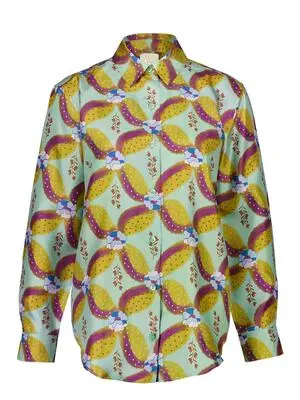 PAULA Ametista Abstract-print Silk Shirt - Green