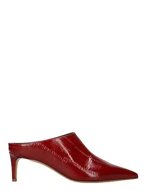 Le Monde Beryl Lou Mid-heel Leather Mules - Red/dark