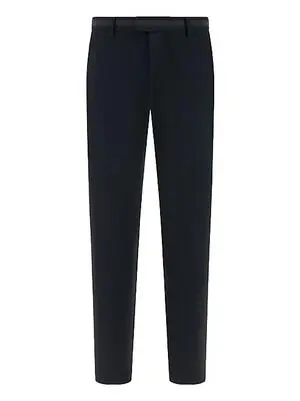 Boggi Milano Tapered-leg Stretch-woven Trousers - Navy Blue