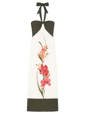 RO&ZO Floral-motif Halter-neck Maxi Dress - Ivory