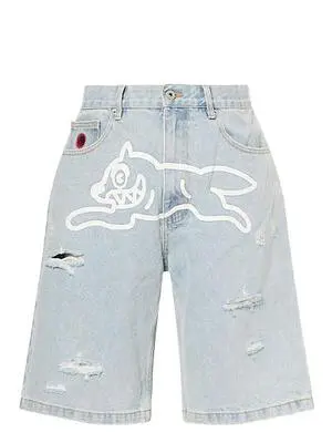 ICECREAM Running Dog Denim Shorts - Heavy Wash Blue