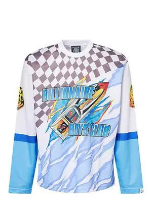 BILLIONAIRE BOYS CLUB Speed Ripper Sport Long-sleeves Cotton Top - White Blue