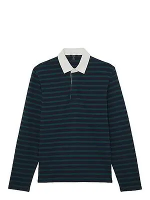 REISS Connors Rugby-stripe Cotton Polo - Navy Green