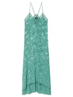 Zadig&Voltaire Lace-trim Horse-print Jacquard Silk Midi Dress - Emerald