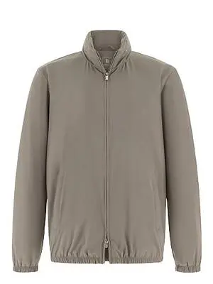 Boggi Milano Hooded Stretch-woven Bomber Jacket - Mud