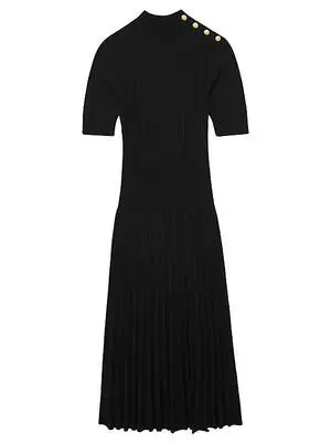 REISS Harriet Short-sleeved Knitted Midi Dress - Black