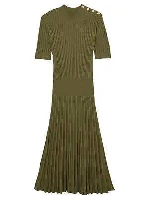 REISS Harriet Short-sleeved Knitted Midi Dress - Green