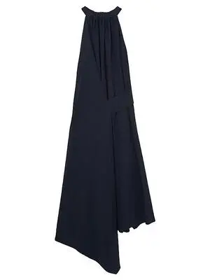REISS Maeve Drape-detail Sleeveless Woven Midi Dress - Navy