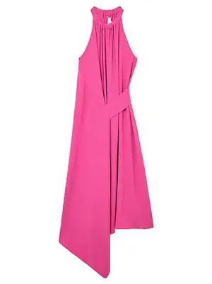 REISS Maeve Drape-detail Sleeveless Woven Midi Dress - Raspberry Pink