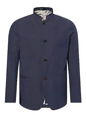 Paul Smith Band-collar Regular-fit Cotton-blend Jacket - Blue
