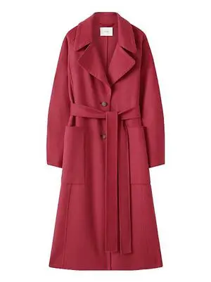 JOSEPH Spencer Belted-waist Wool And Cashmere Coat - Mulberry