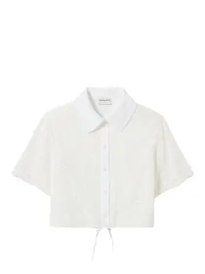 Claudie Pierlot Cropped Lace-embroidered Shirt - White