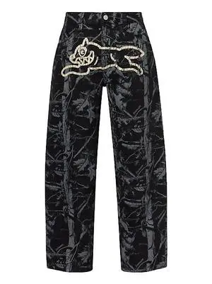 ICECREAM Tree Camo Double Scoop Straight-leg Denim Jeans - Black