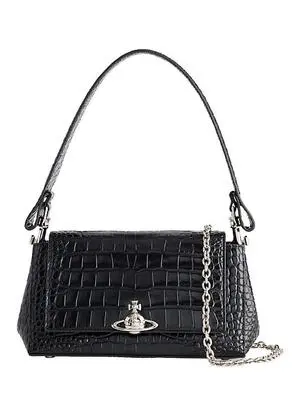 VIVIENNE WESTWOOD Hazel Medium Croc-embossed Leather Shoulder Bag - Black