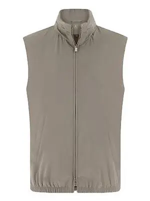 Boggi Milano Hooded Stretch-woven Gilet - Mud