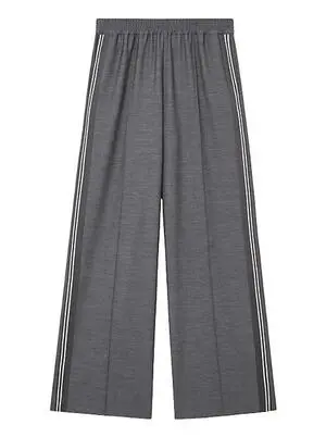 REISS Mélange Side-stripe Wide-leg Trousers - Grey