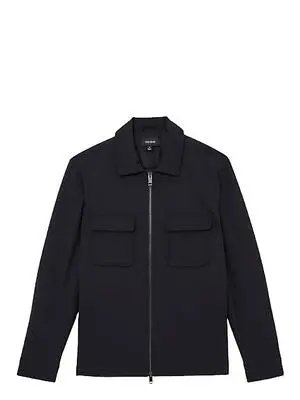REISS Oshei Zip-front Quilted Overshirt - Navy
