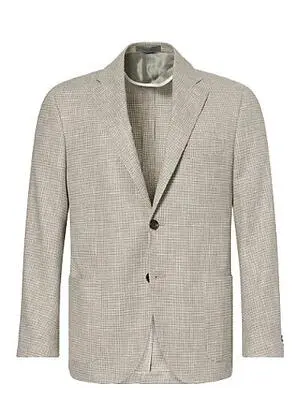 Corneliani Houndstooth-print Notch-lapels Stretch-woven Jacket - Green Coloured 050