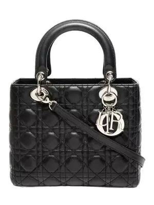 Dior 2012 Medium Lady Quilted Handbag - Black
