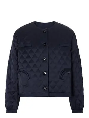 BLAZÉ MILANO Gliss Cropped Quilted Satin Jacket - Blue