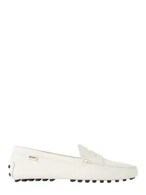 TOD'S Gommino Textured-leather Loafers - White