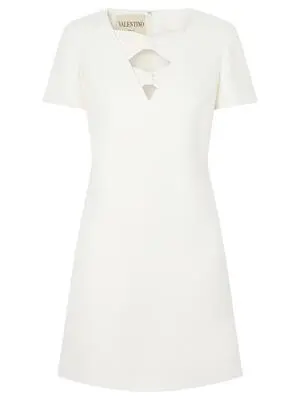 Valentino Garavani Bow-detailed Wool And Silk-blend Crepe Mini Dress - White
