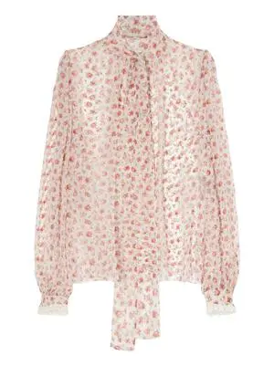 Dolce & Gabbana Floral-print Silk-blend Chiffon Blouse - White