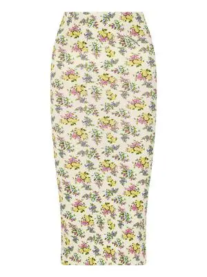 Dolce & Gabbana Floral-print Ribbed-knit Midi Skirt - Yellow