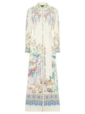 Etro Belted Printed Cotton Maxi Shirt Dress - White