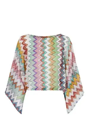 Missoni Striped Metallic Crochet-knit Blouse - White