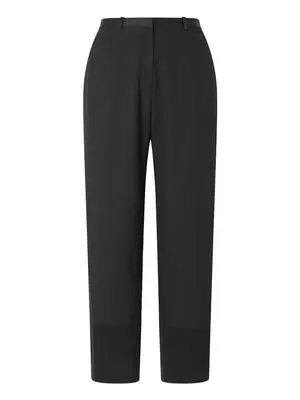 Loulou De Saison Mahoney Satin-trimmed Crepe Straight-leg Pants - Black