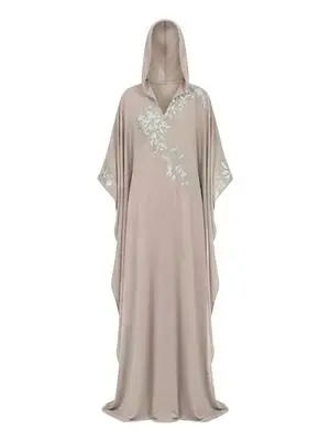 SAIID KOBEISY Embellished Hooded Abaya With Cape Sleeves - Neutrals